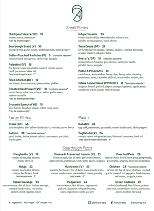 Food Menu — Arbour