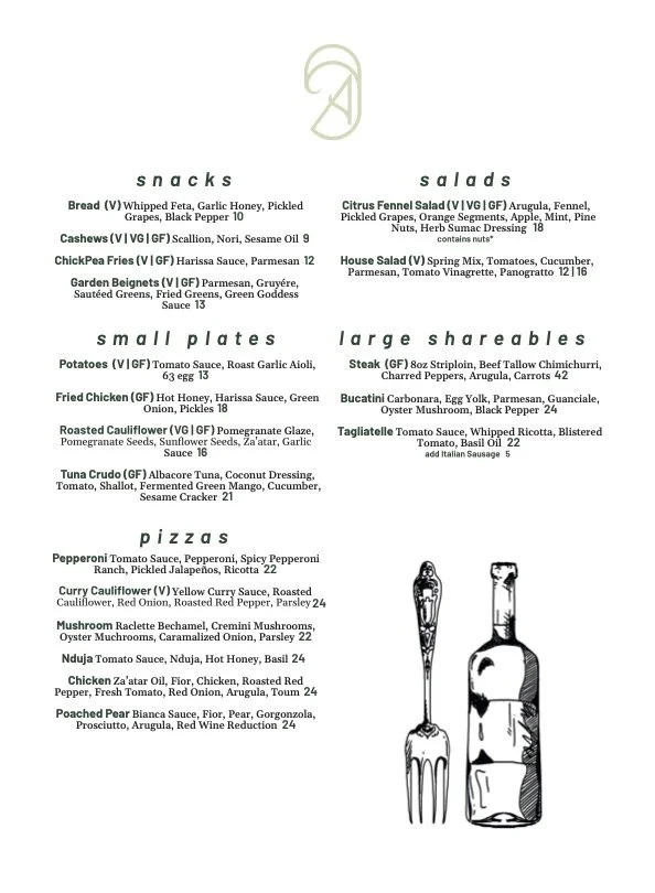 Food Menu — Arbour
