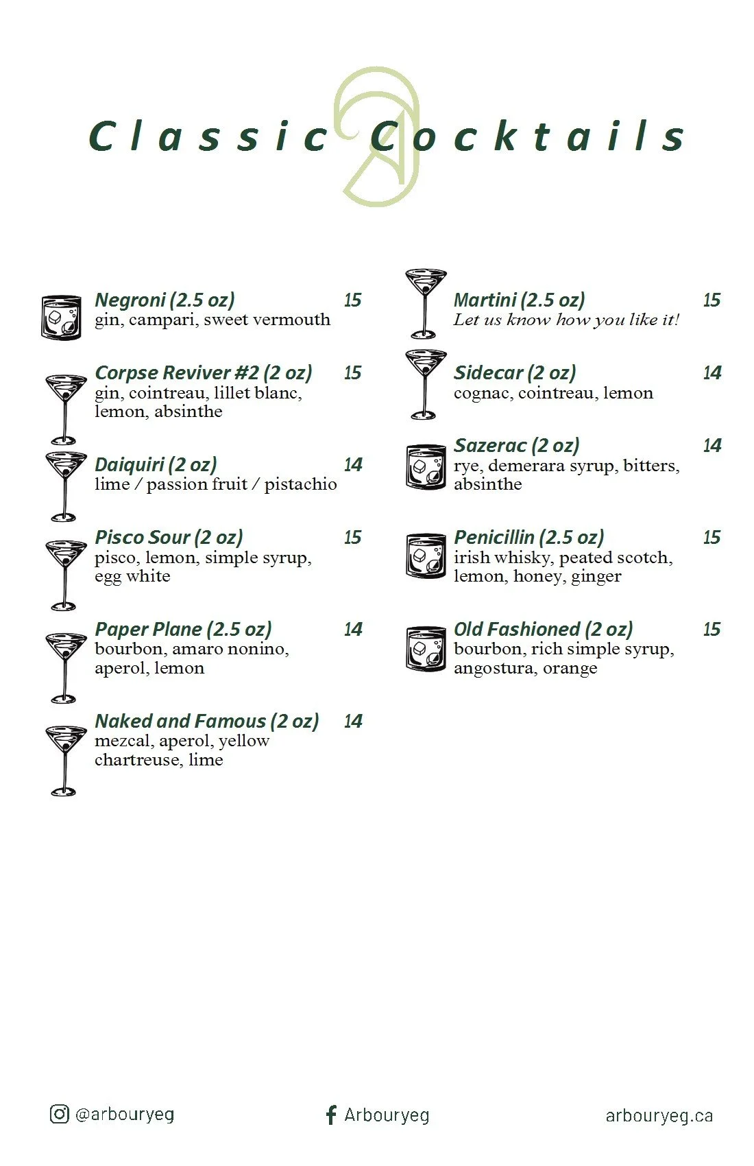 Drink Menu — Arbour