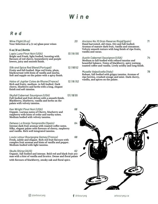 Drink Menu — Arbour