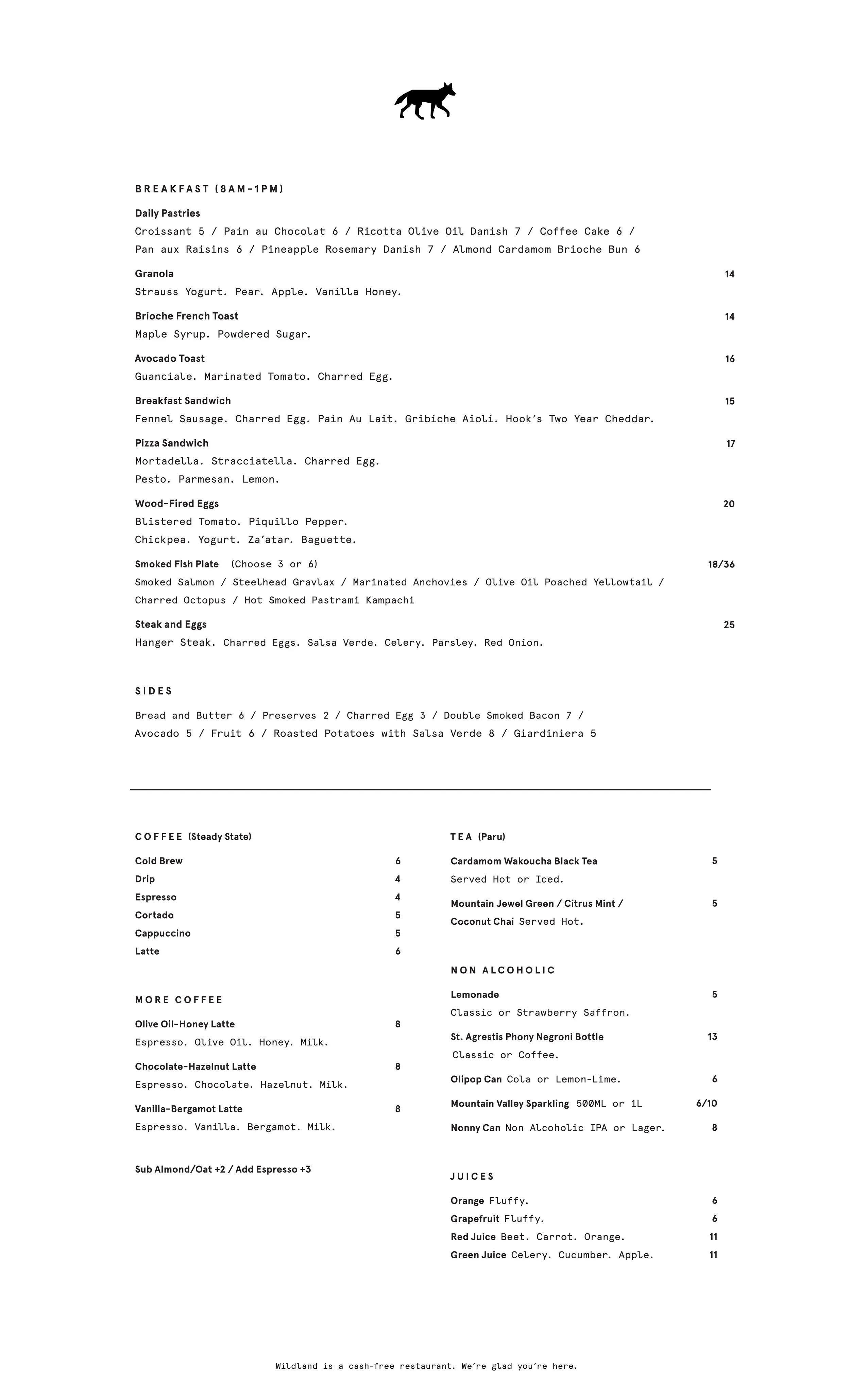 Menu — Wildland