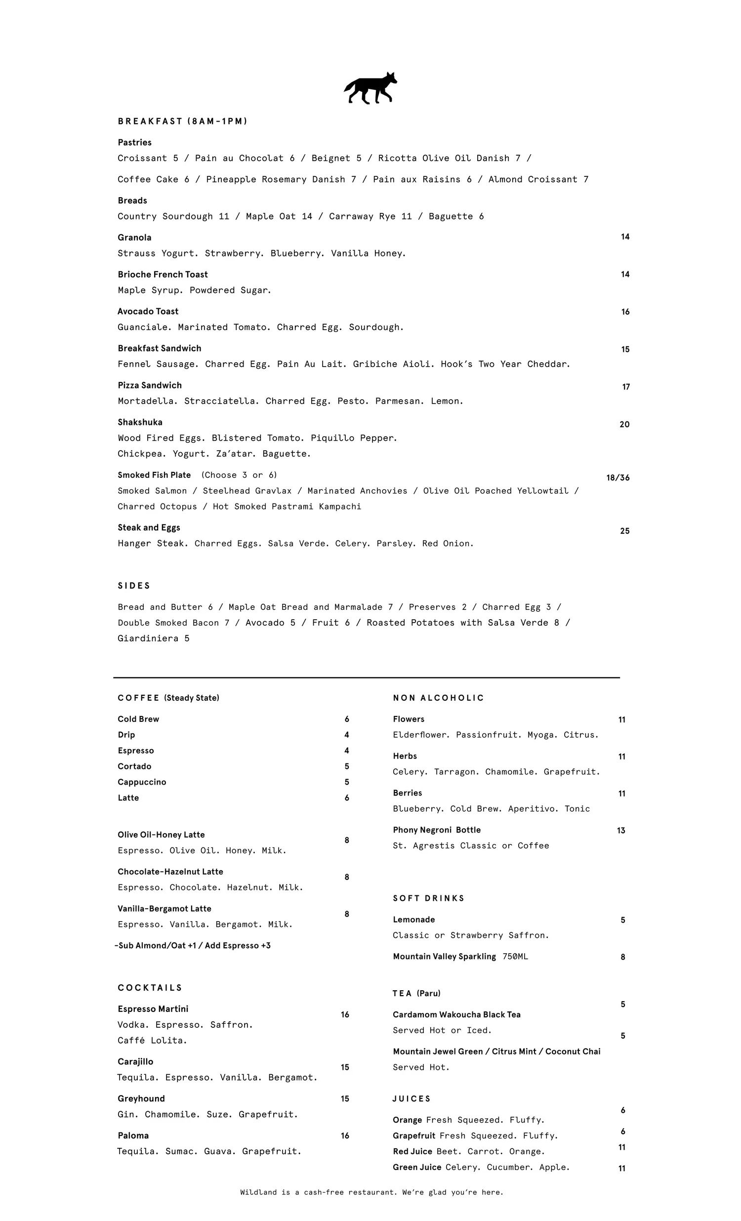 Menu — Wildland