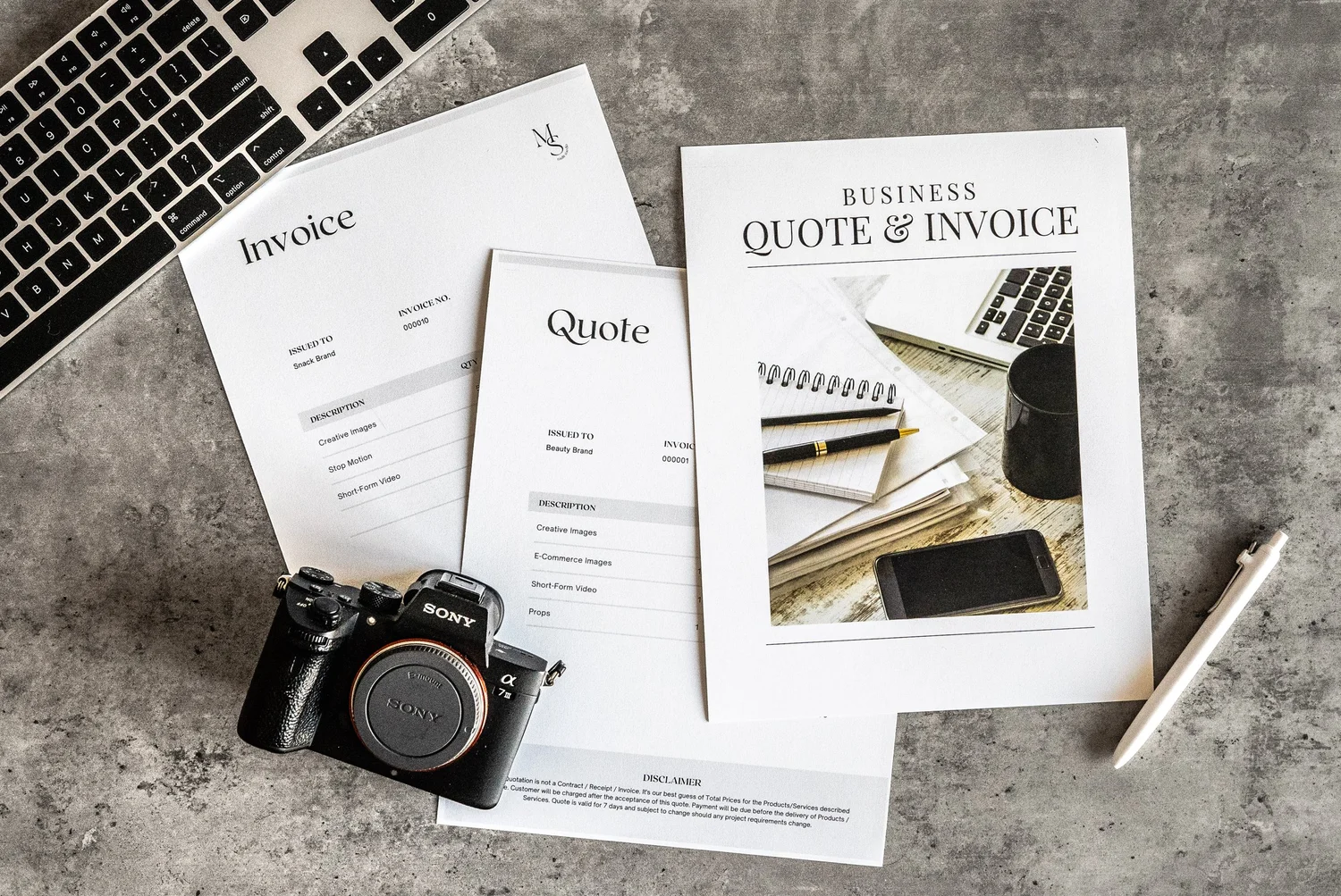 Quote & Invoice Templates for Product Photography