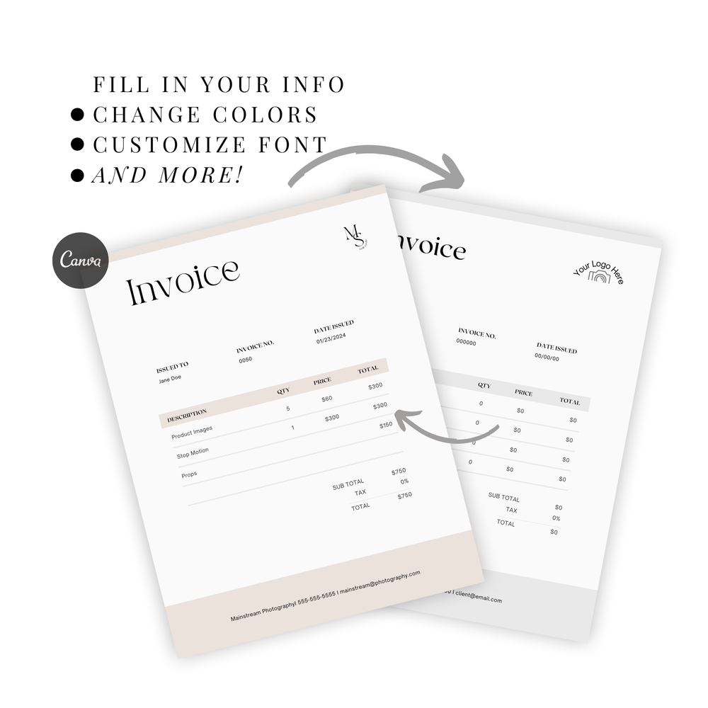 Quote & Invoice Templates for Product Photography