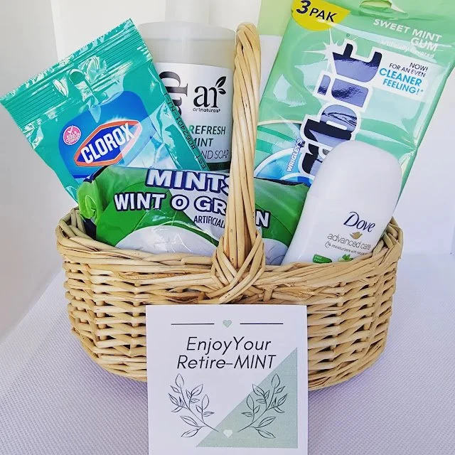 Retirement Gift: Mint Themed Basket — HomeMadeville