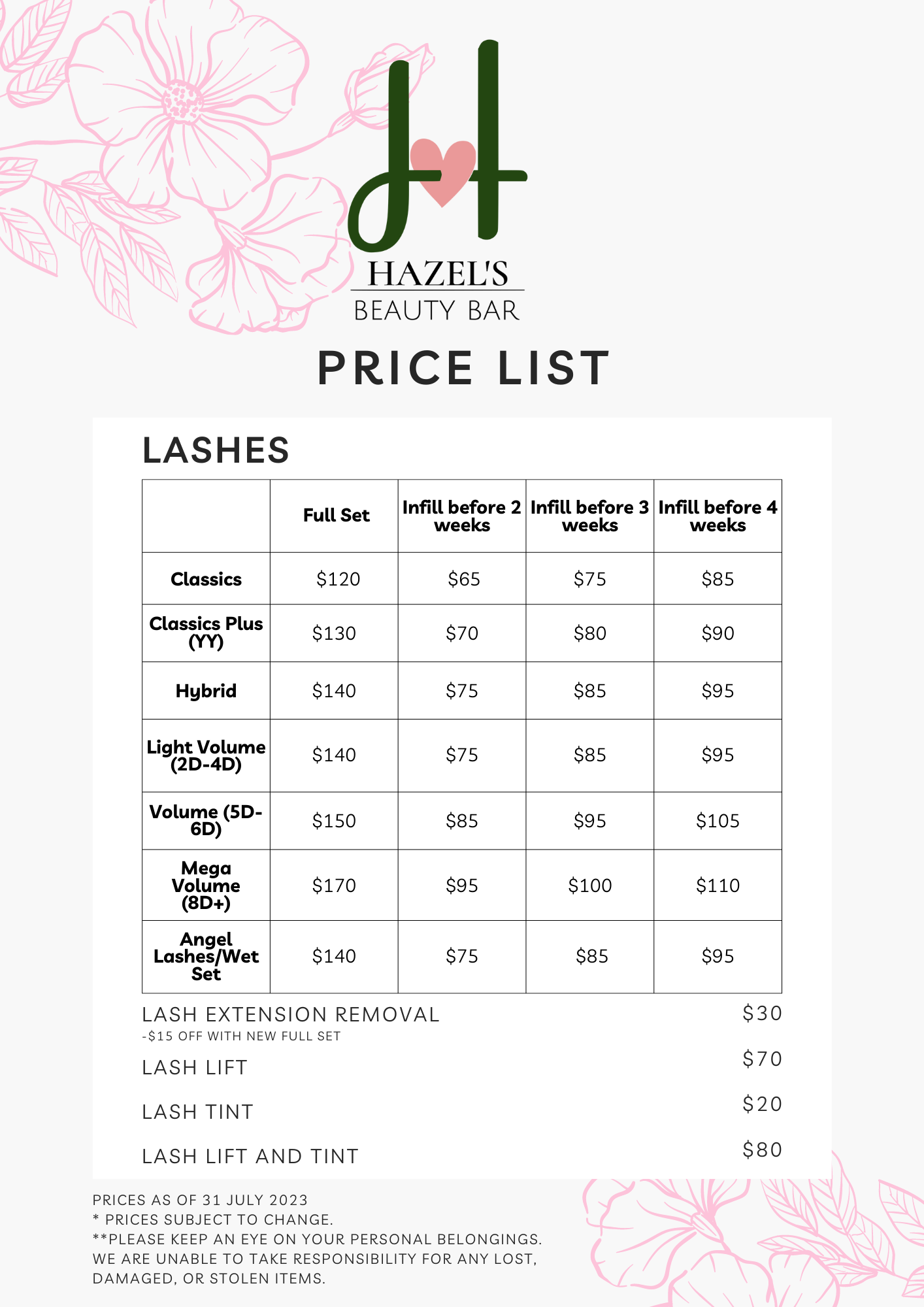 Services — Hazel's Beauty Bar