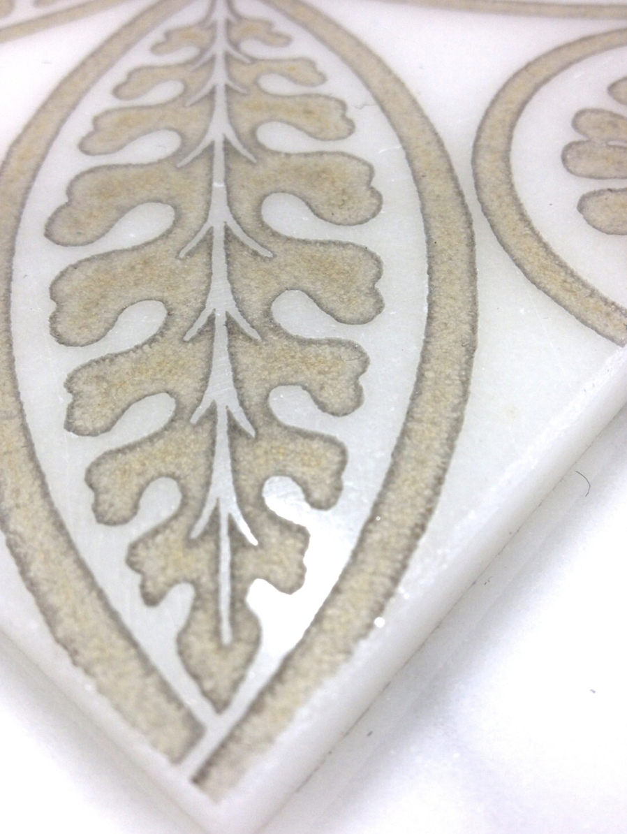 Calacatta — WAVERLY TILE Decorative etched backspalsh stone & marble