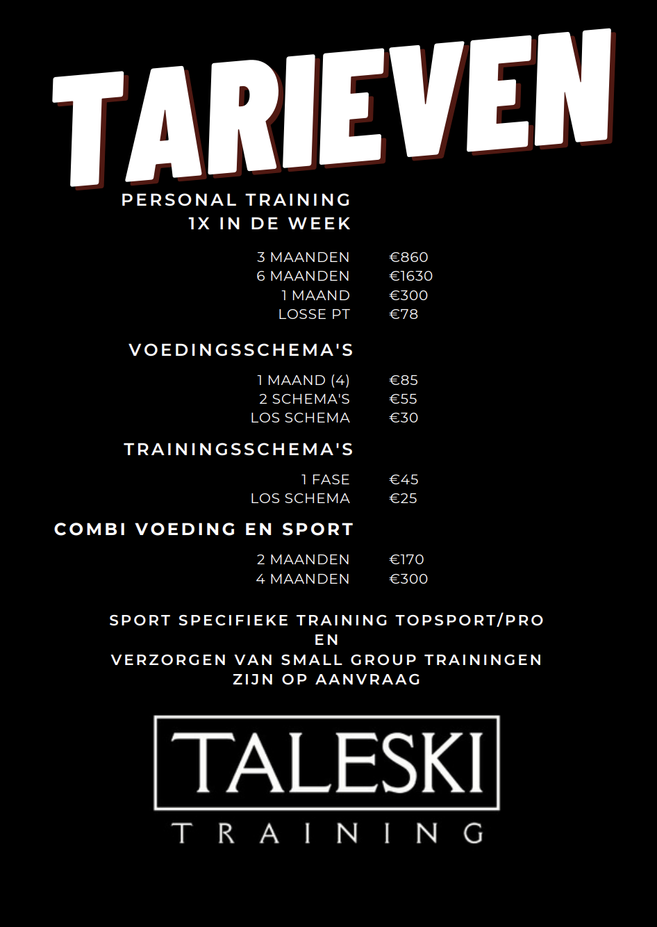 Tarieven — Taleski Training