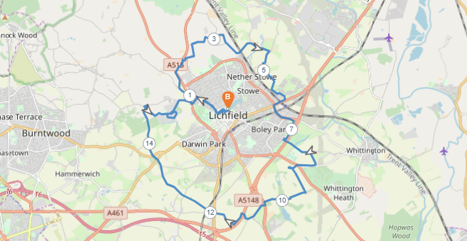 Official Ride Route — Sheriff Of Lichfield