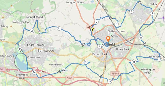 Official Ride Route — Sheriff Of Lichfield