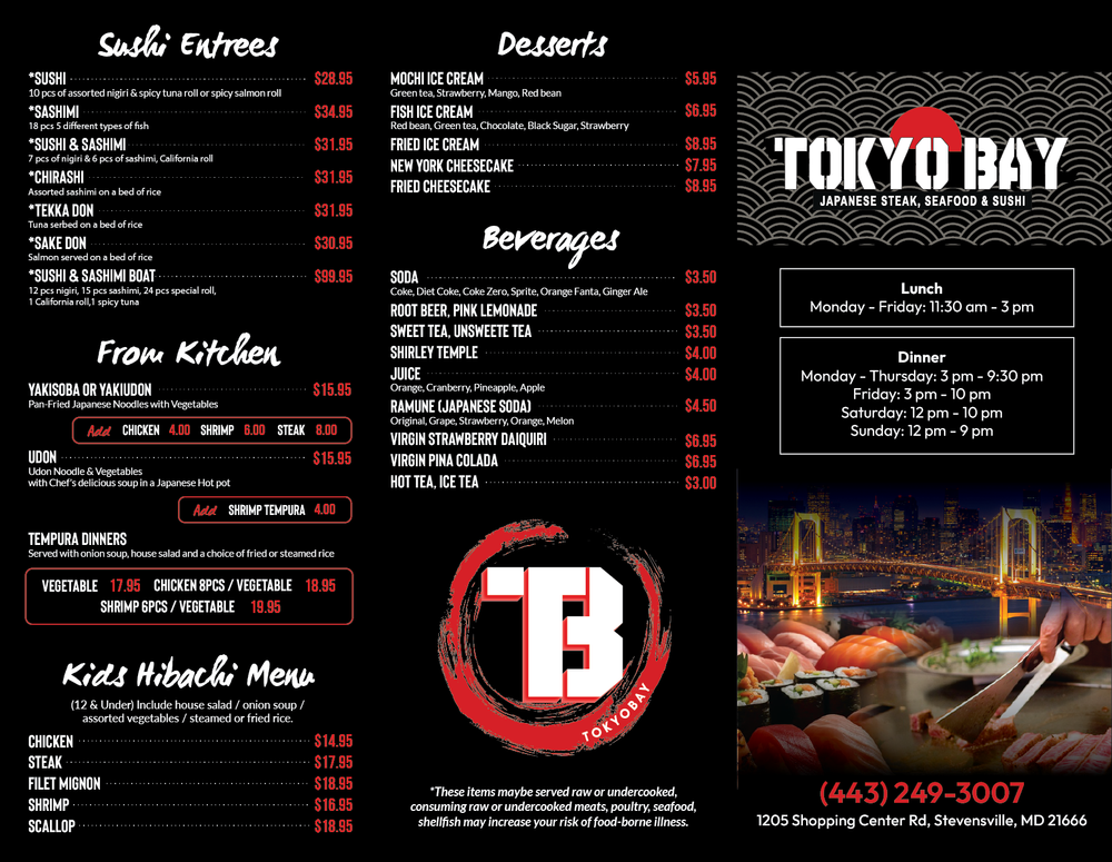 Menu — Tokyo Bay Japanese Steakhouse