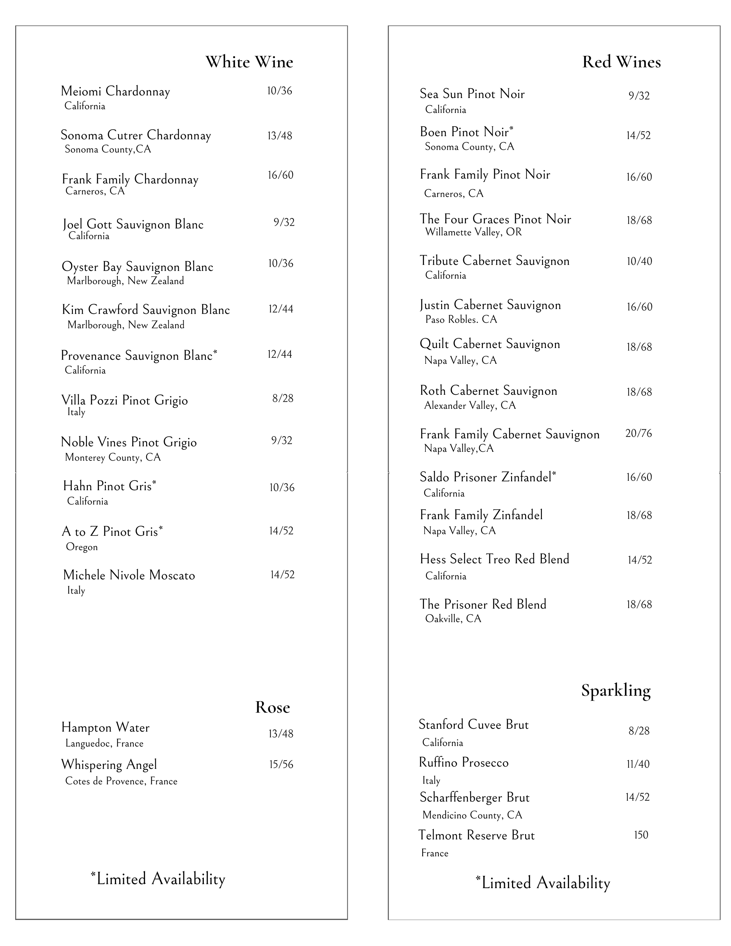 Menu — The Grill Chico