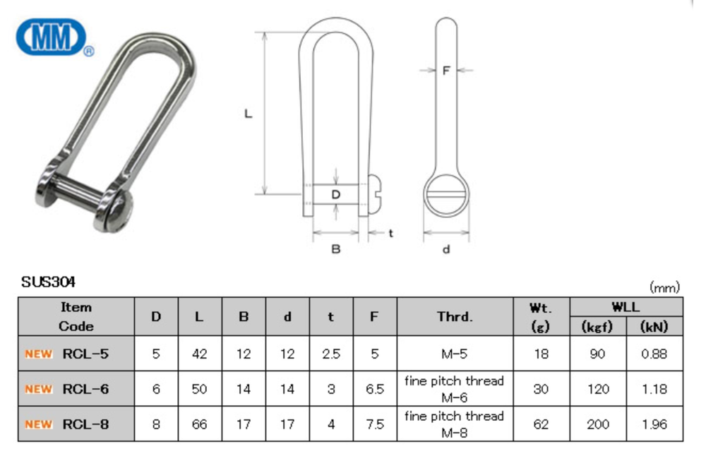 Stainless Steel Slot Head Screw Pin Semi-Round D Shackle Long Type — U ...