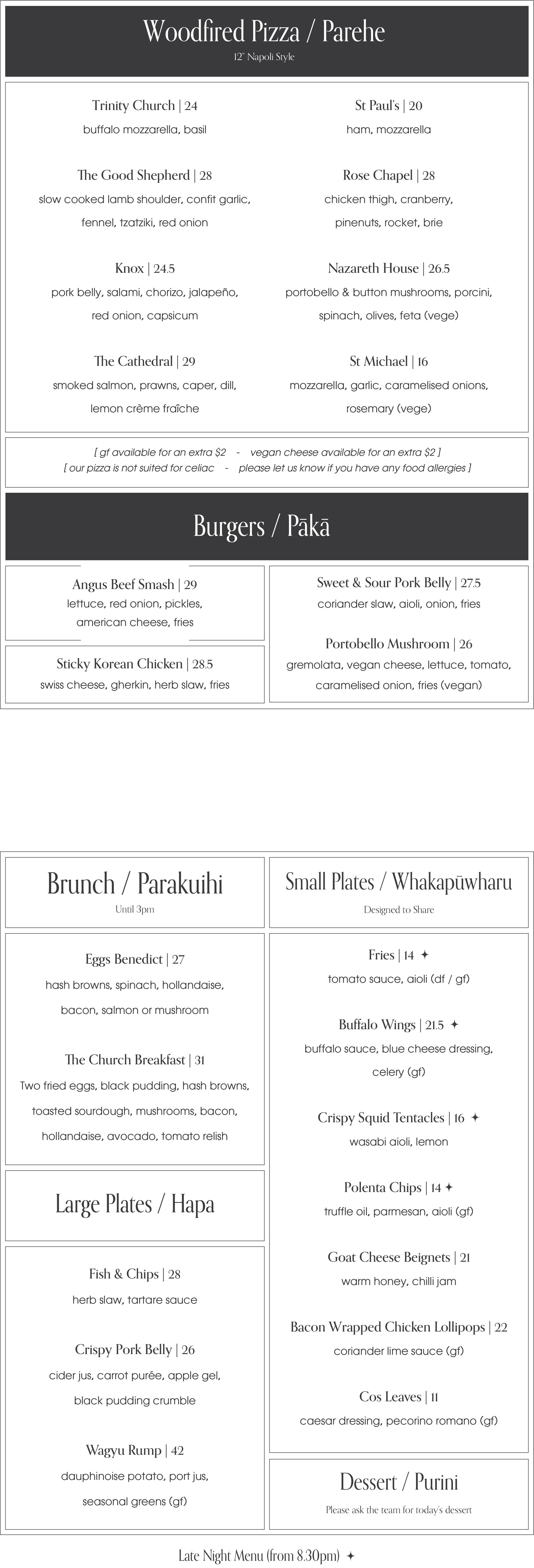Menu | The Church Pub | Live Music Bar & Restaurant Christchurch — The ...
