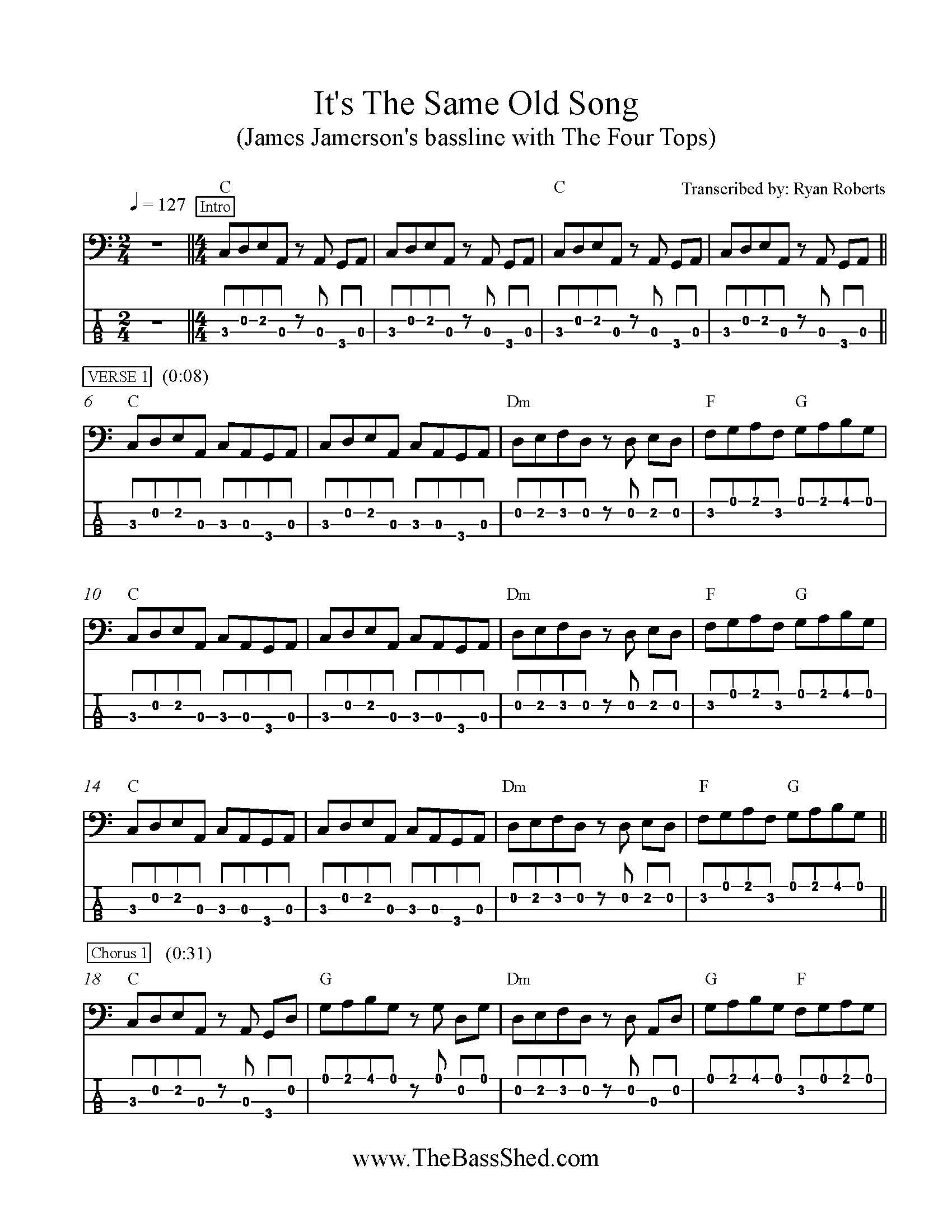 James Jamerson - "It's The Same Old Song" — The Bass Shed