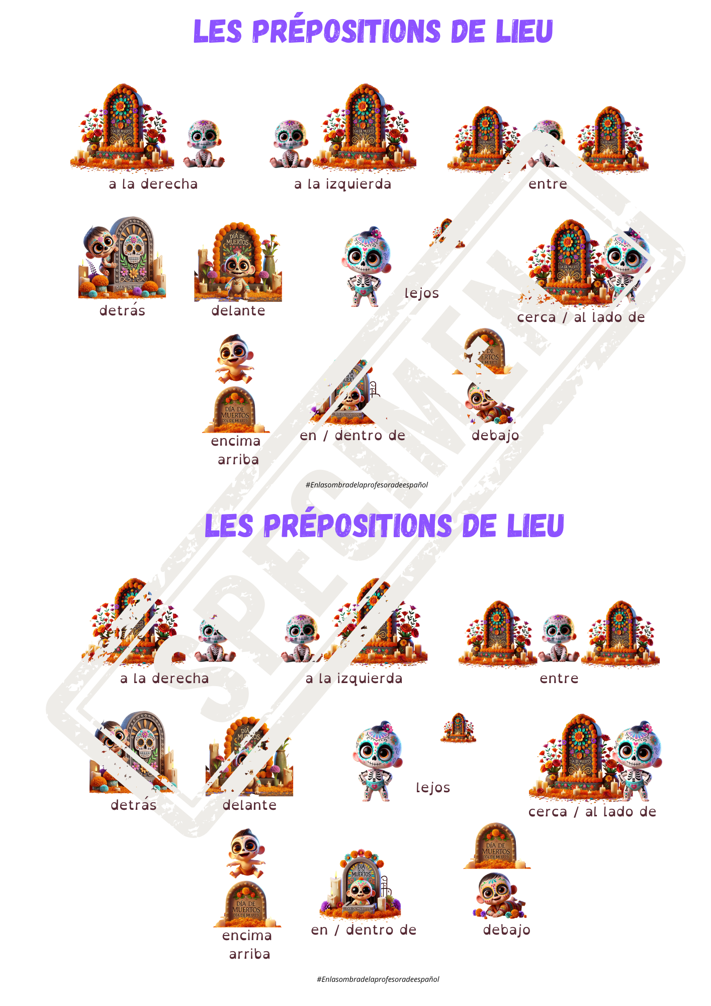 Fiche grammaire Les prépositions de lieu-thème Día de muertos — ¡EN LA ...