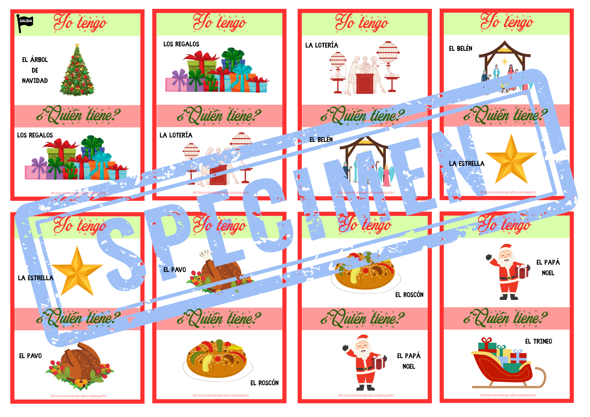 Jeu Yo tengo ¿quién tiene? - Navidad — ¡EN LA SOMBRA DE LA PROFE!