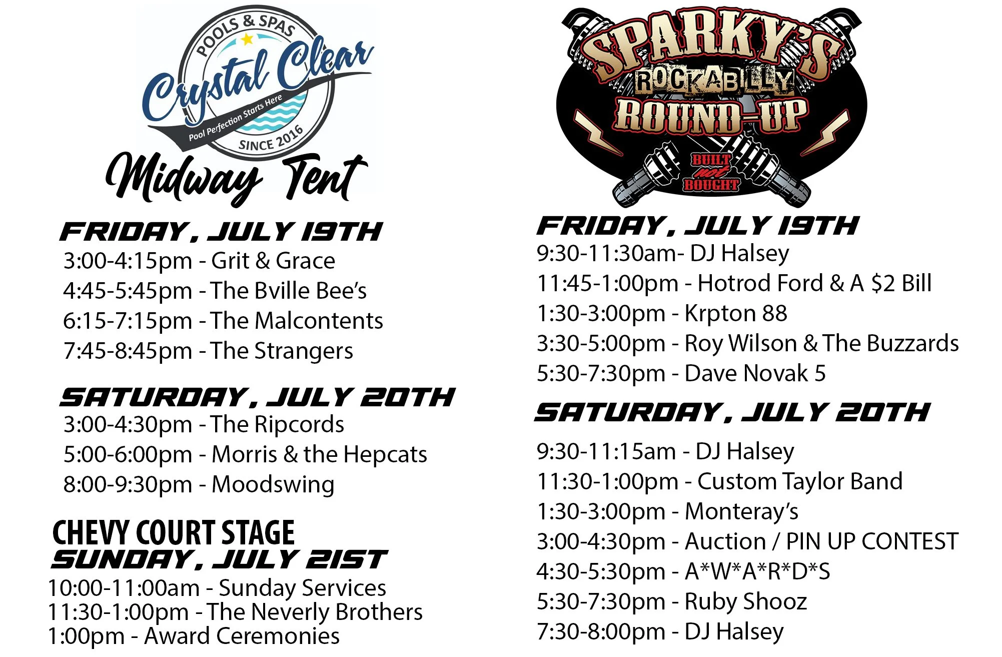 Schedule & Entertainment — Syracuse Nationals