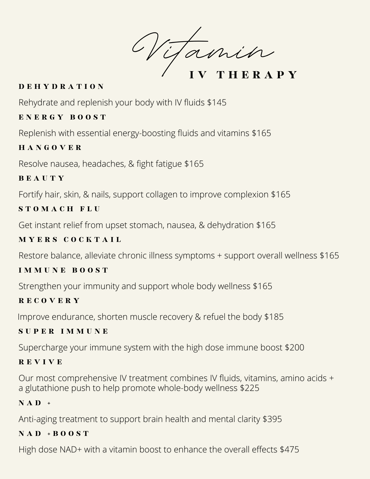 Prices — rev. med spa