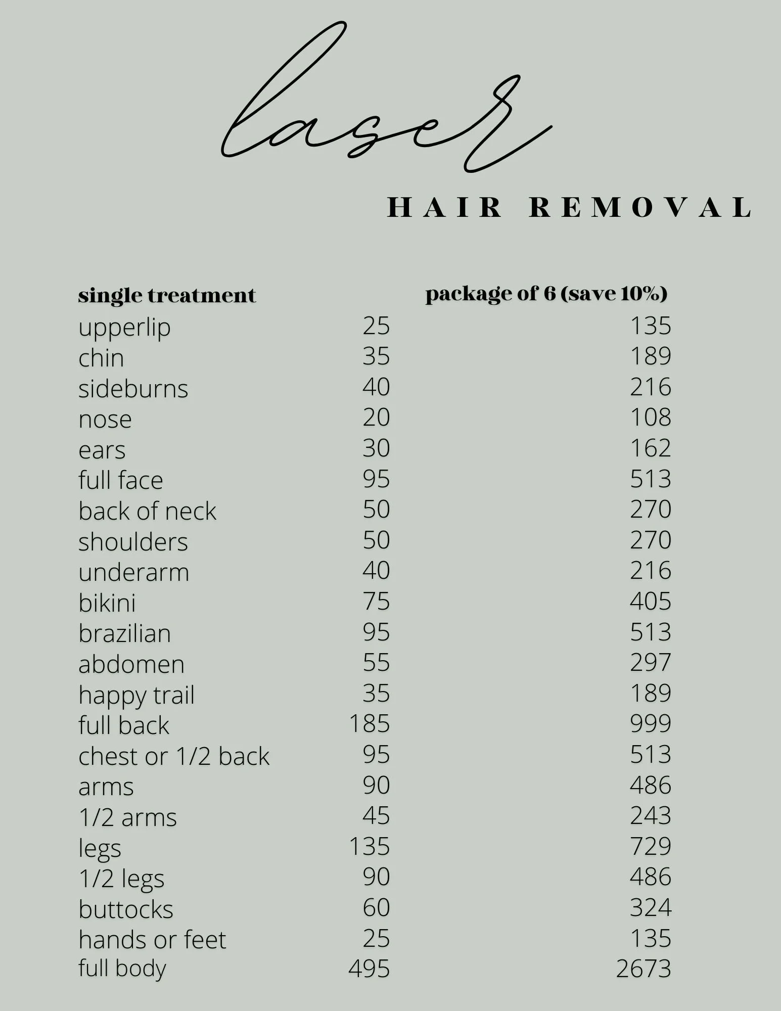 Prices — rev. med spa