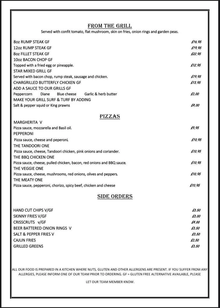 Menu — The Morning Star Pub