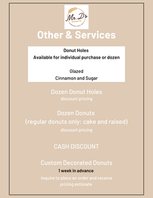 Menu and Services — Mr. D's