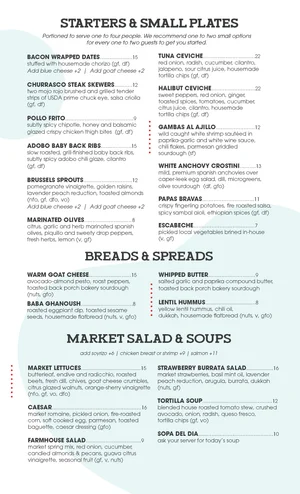 Dinner Menu — Luna Red Restaurant & Bar