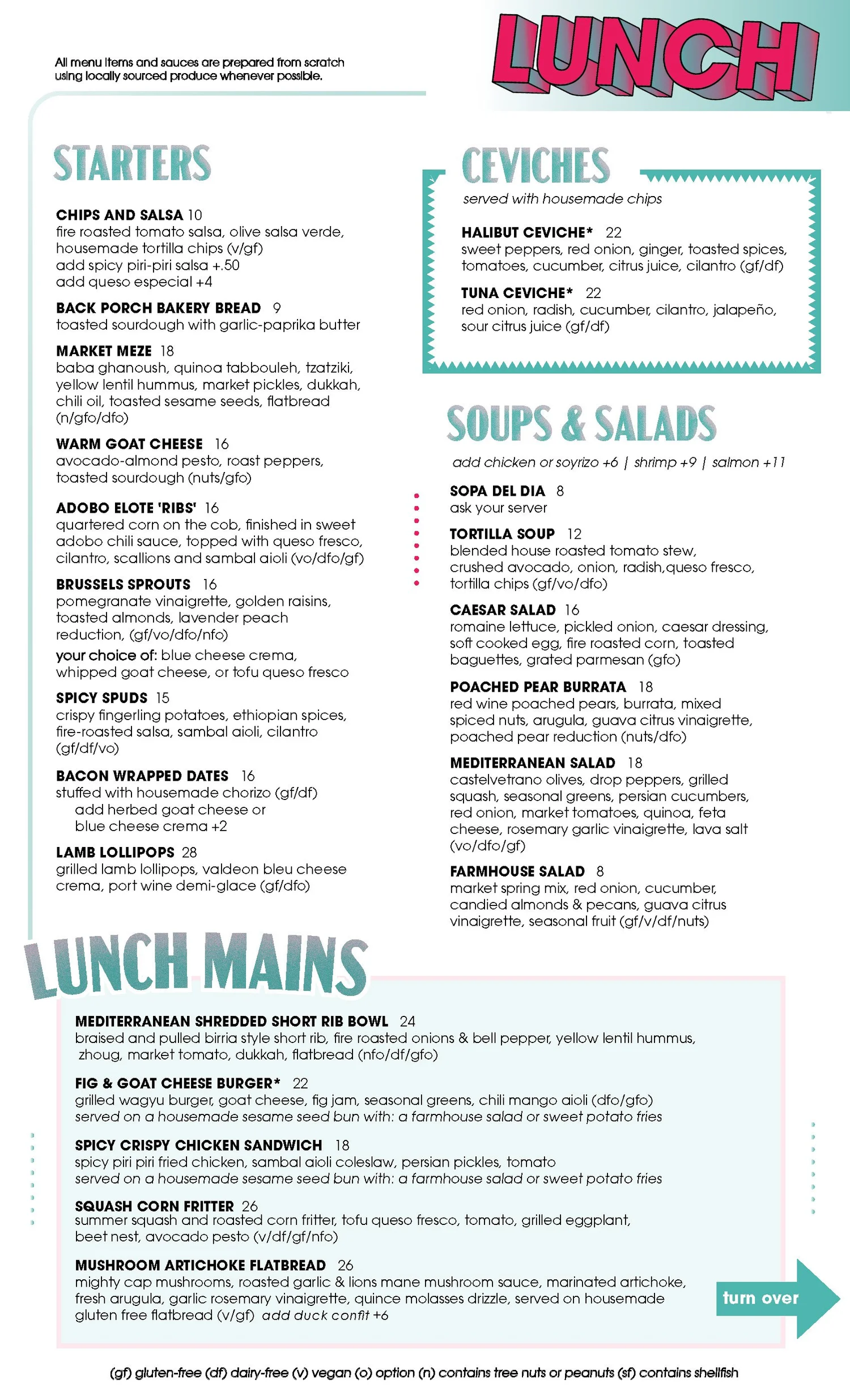 Lunch Menu — Luna Red Restaurant & Bar