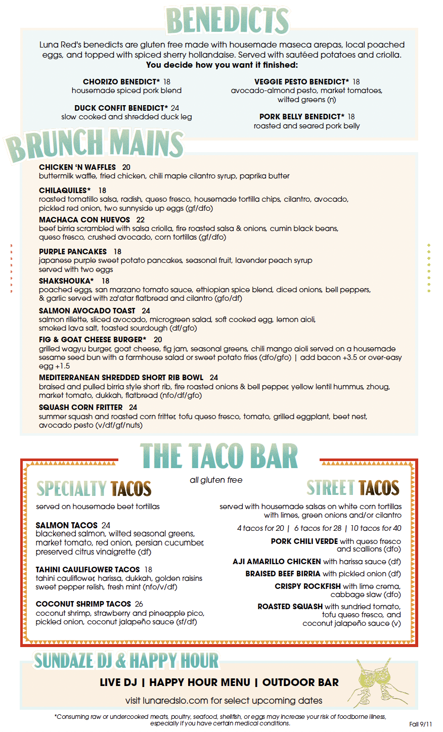 Brunch — Luna Red Restaurant & Bar