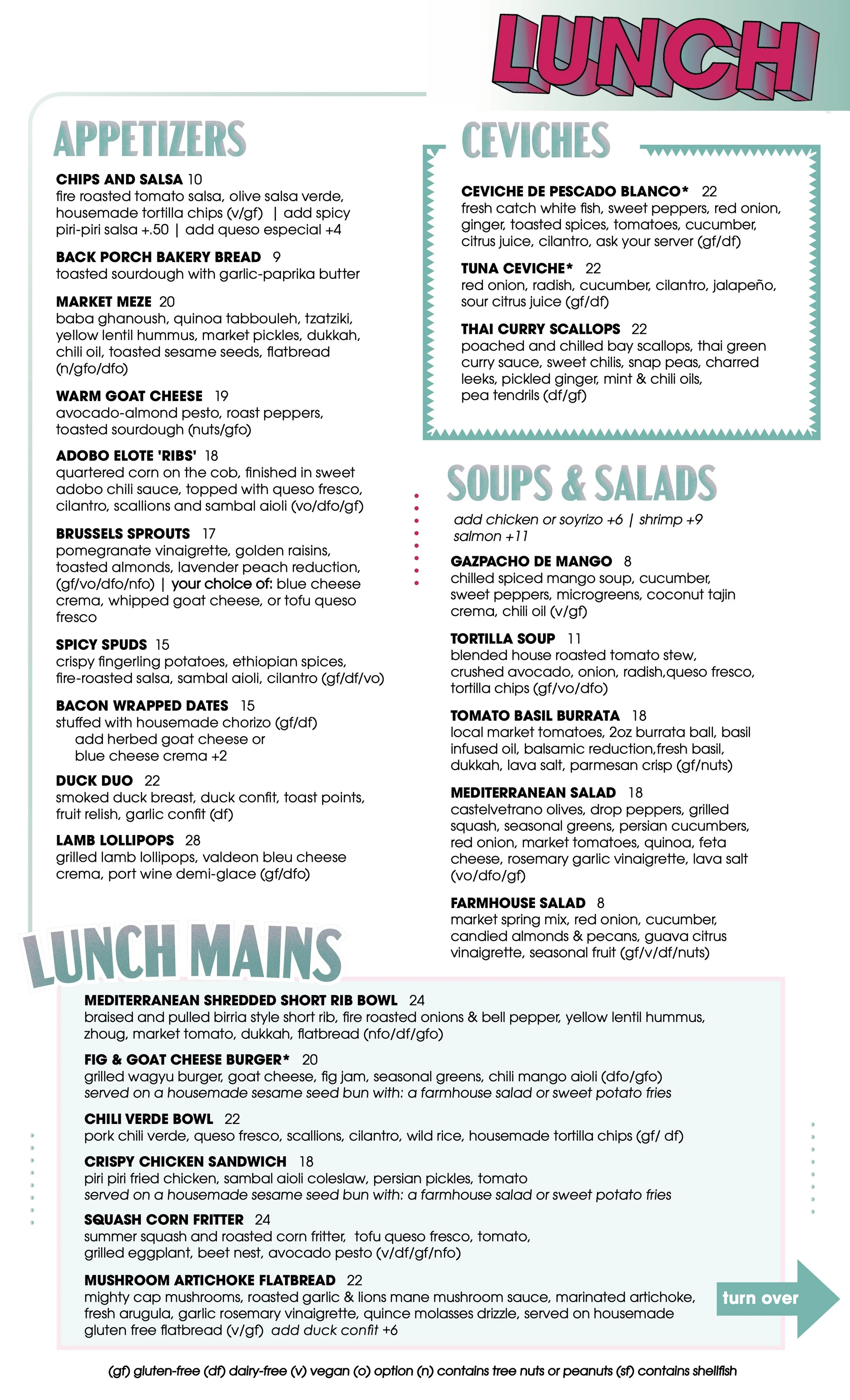 Lunch Menu — Luna Red Restaurant & Bar