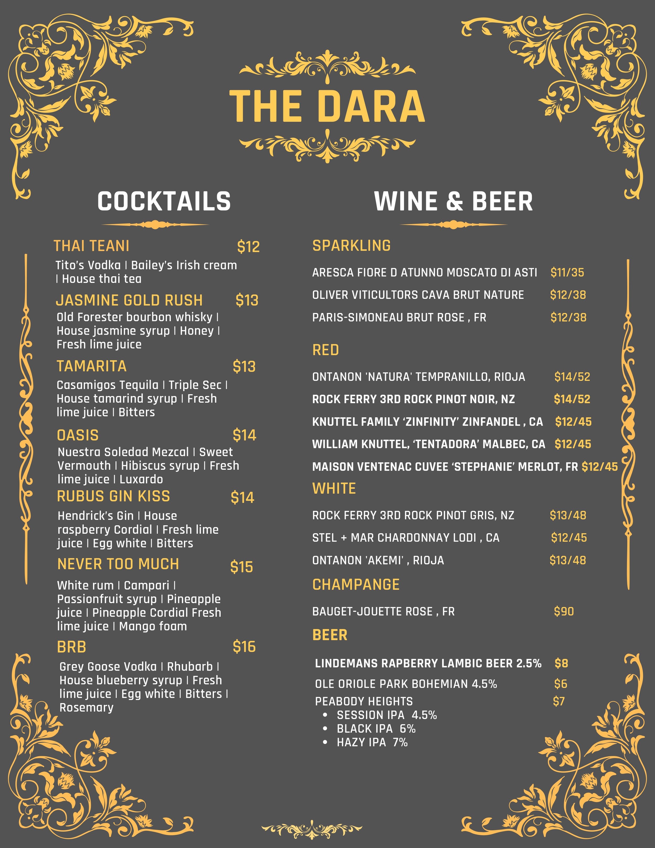 Menu — The Dara