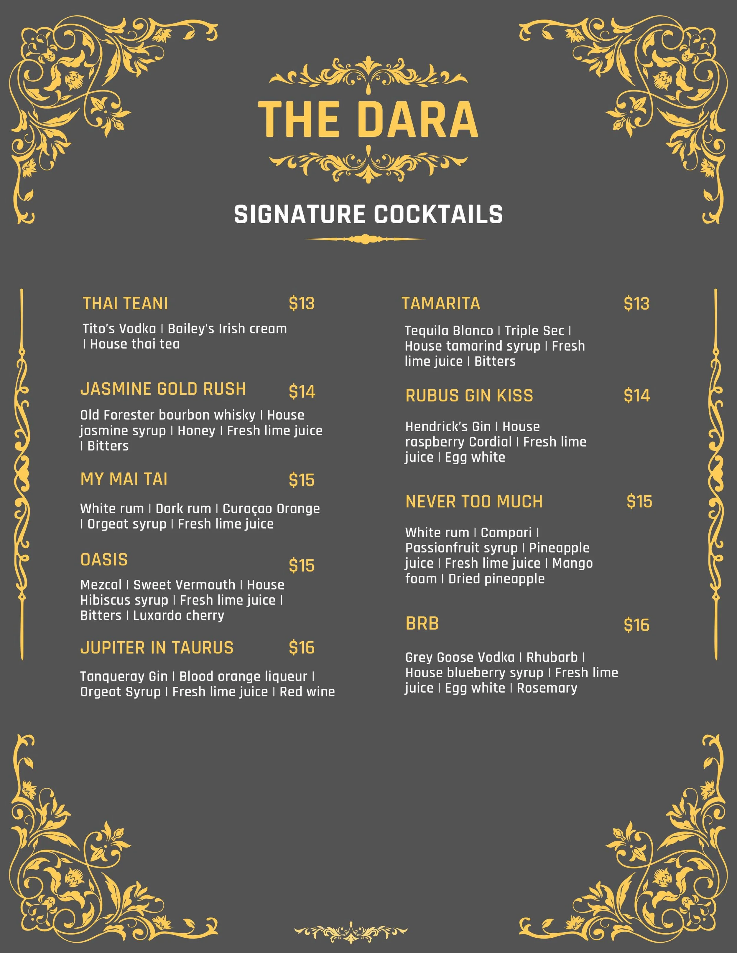 Menu — The Dara