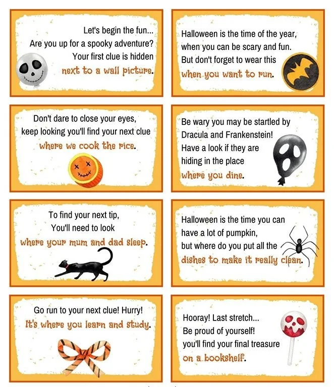Free Printables Halloween Scavenger Hunt Clues — Map Your Space