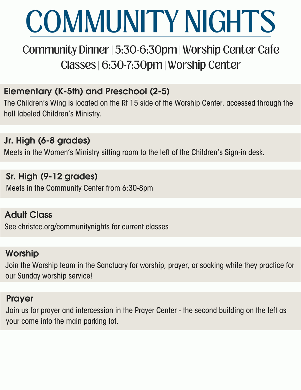 Community Nights — Christ Community Church