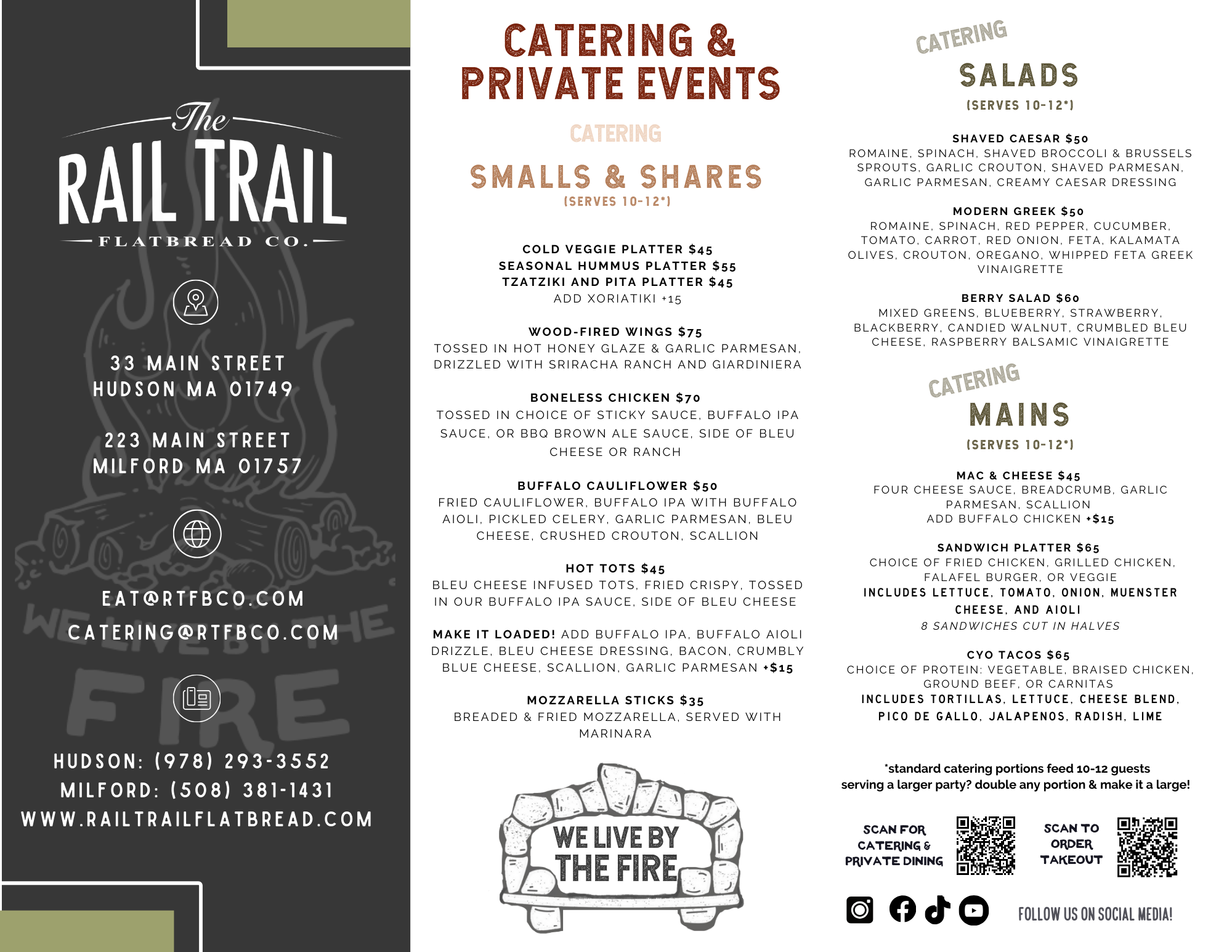 Catering Menu — Rail Trail Flatbread Company