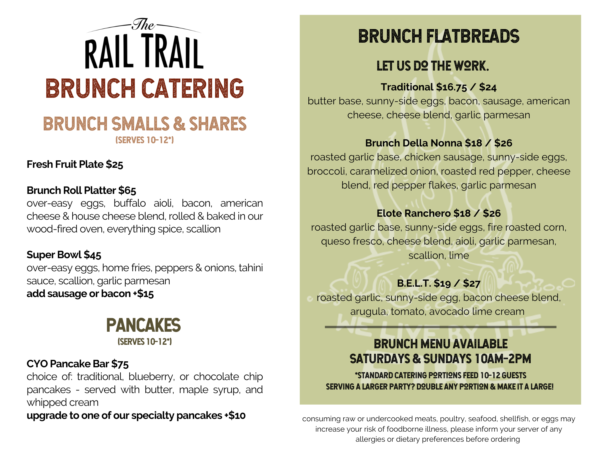 Catering Menu — Rail Trail Flatbread Company