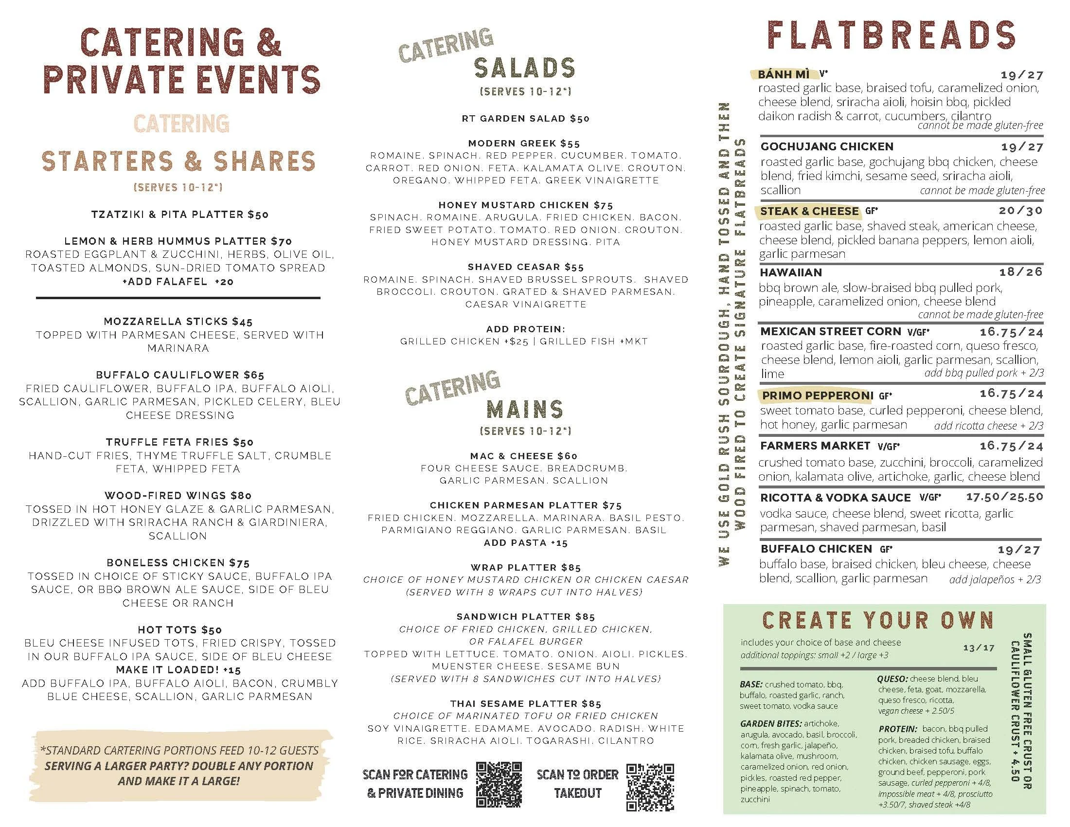 Catering Menu — Rail Trail Flatbread Company