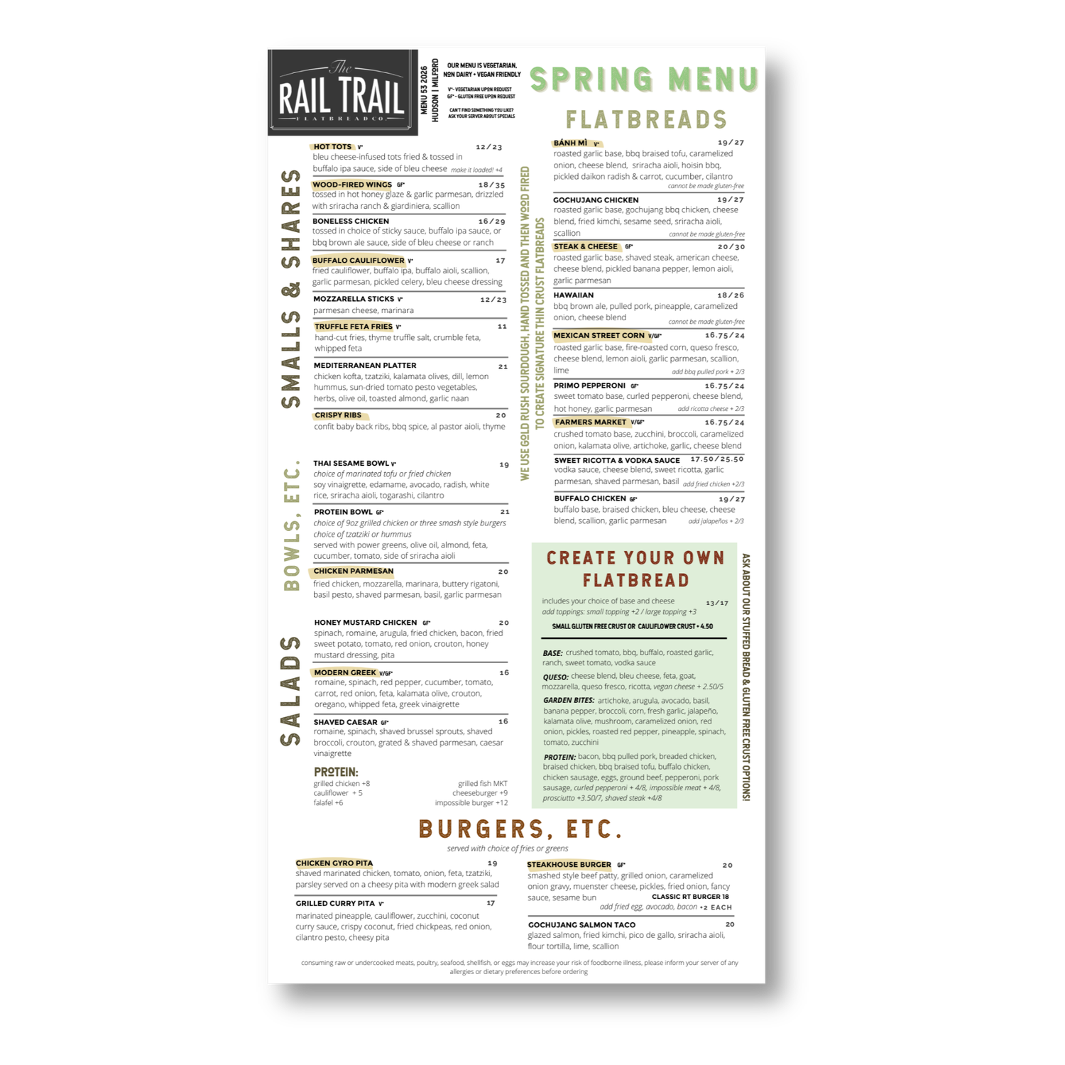 Restaurant in Milford & Hudson MA | Rail Trail Flatbread Company | Wood ...