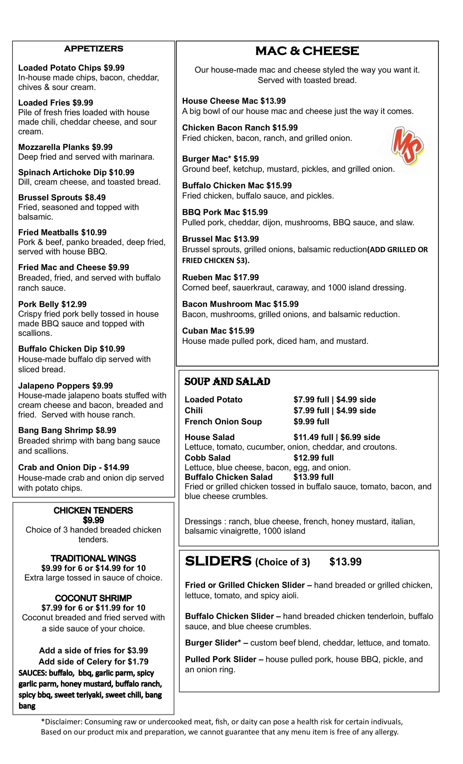 Menu — The MacStack Tavern