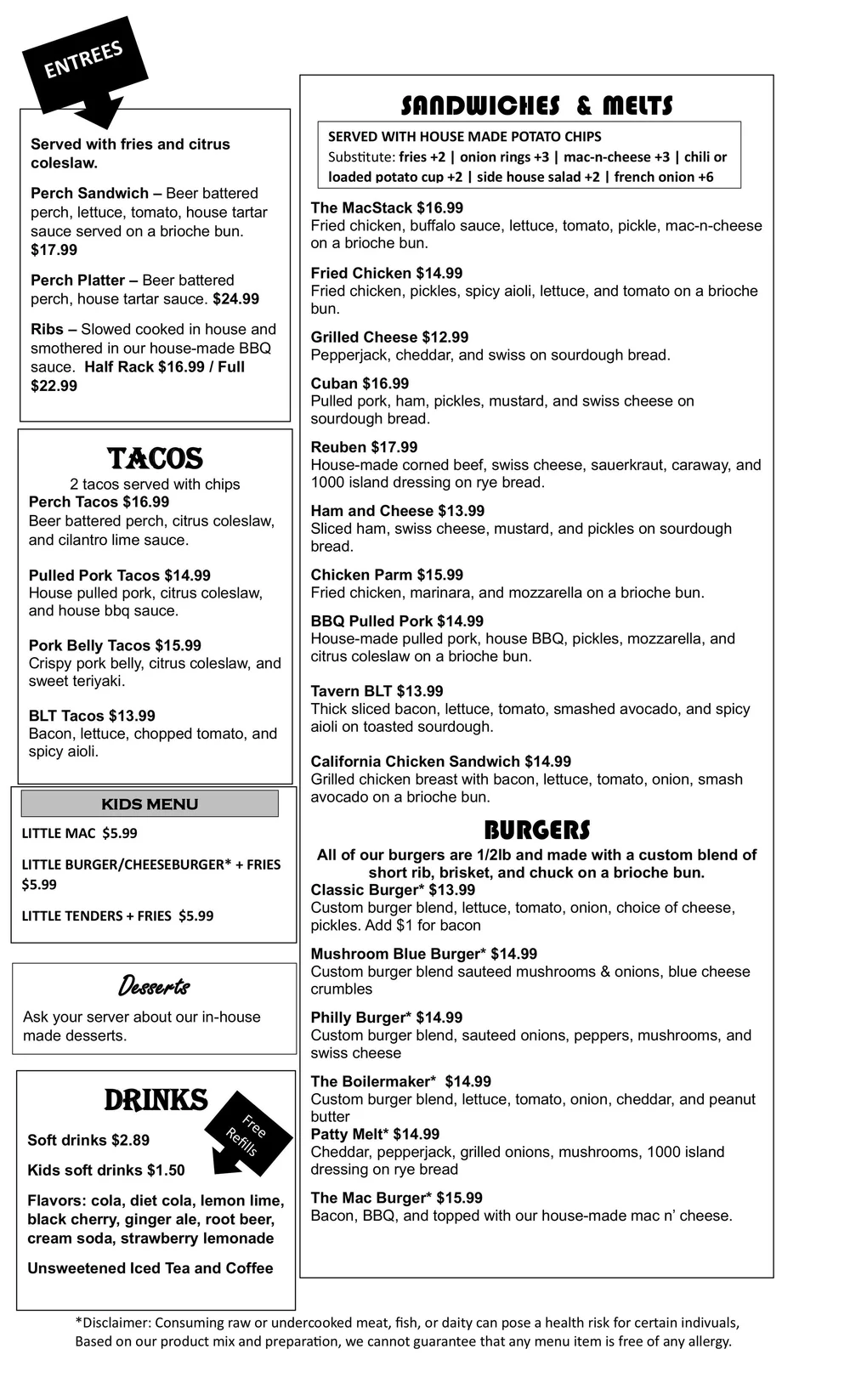 Menu — The MacStack Tavern