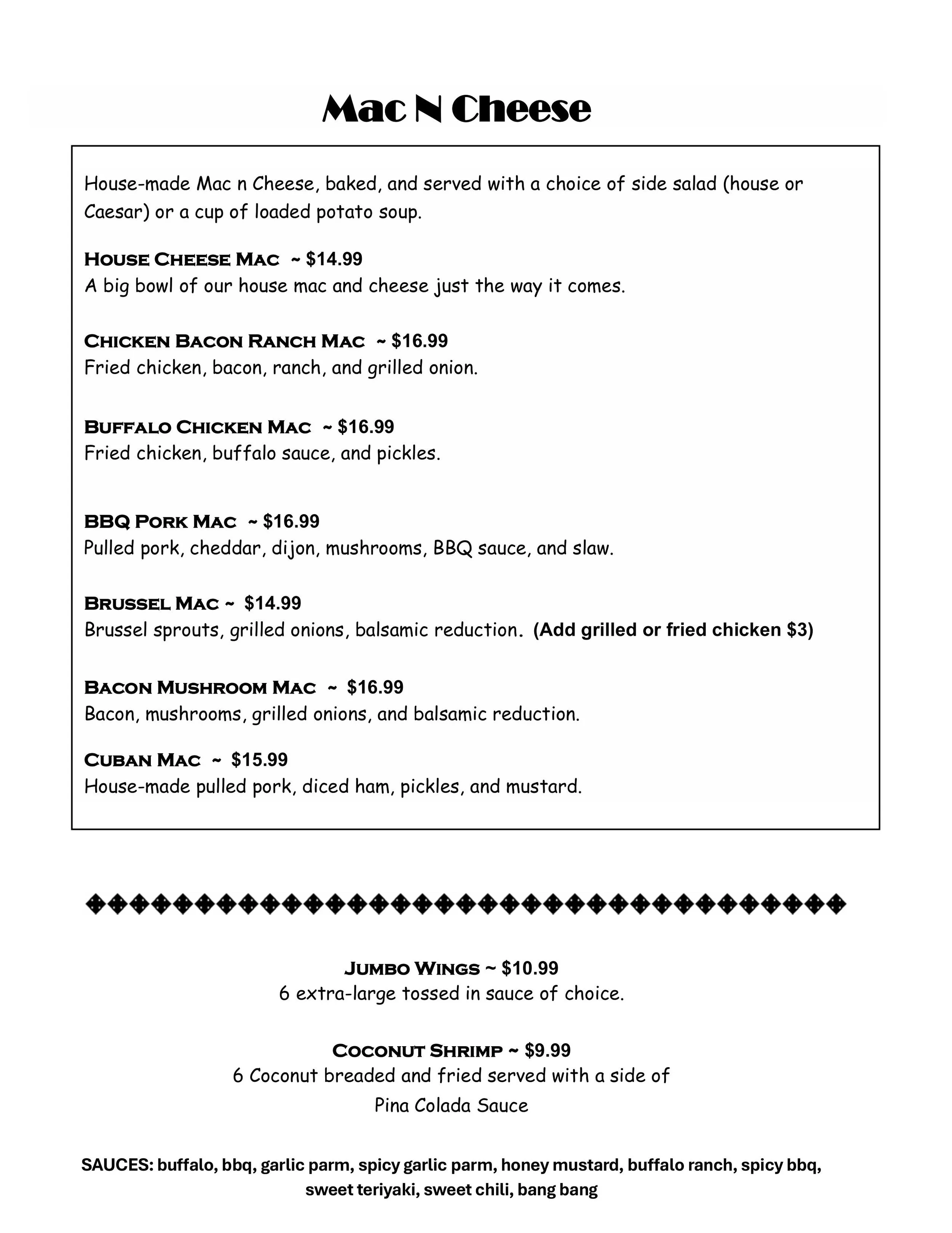 Menu — The MacStack Tavern