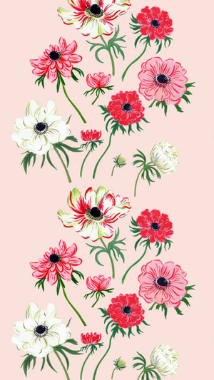 a free download of a pretty pink floral handpainted anemone phone wallpaper — Linda Fox Design