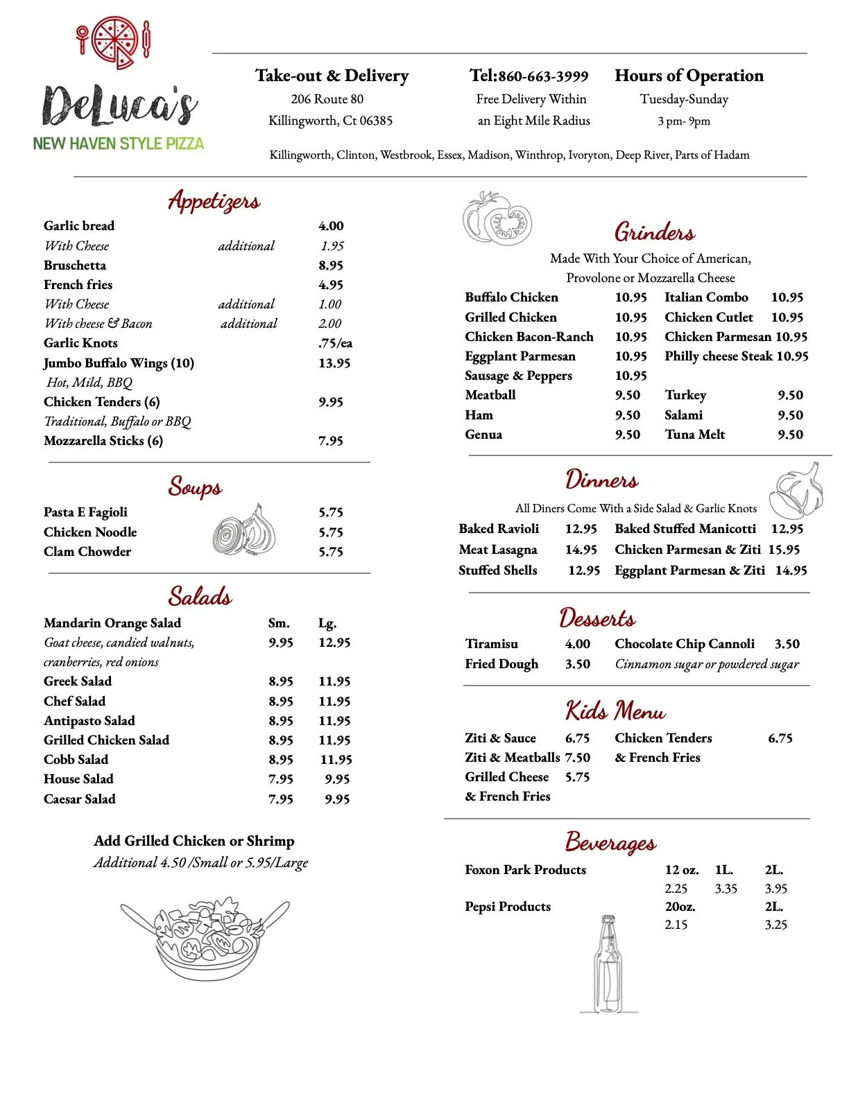 Menu — DeLucas Pizzeria