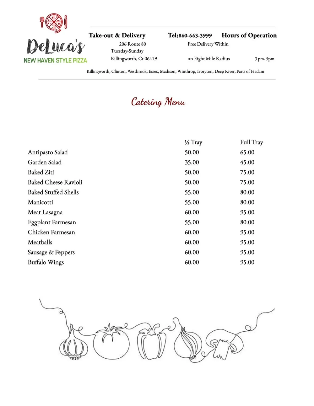 Menu — DeLucas Pizzeria