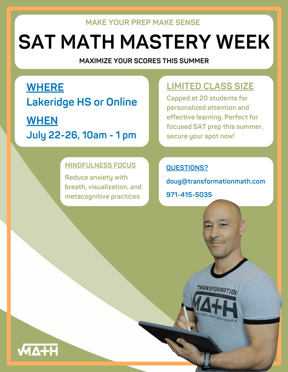 SAT Math Mastery Week Poster 4 — Transformation Math