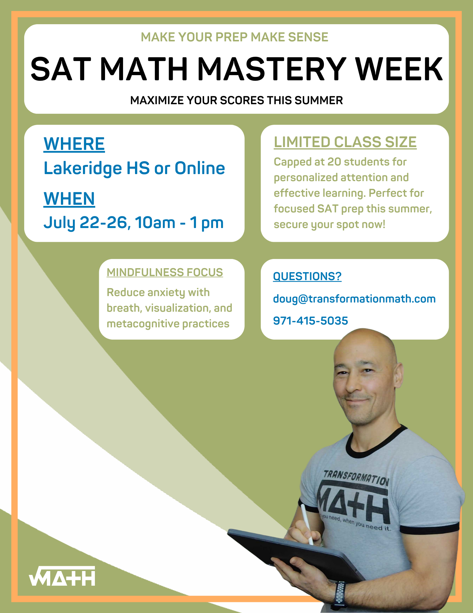 SAT Math Mastery Week Poster 4 — Transformation Math