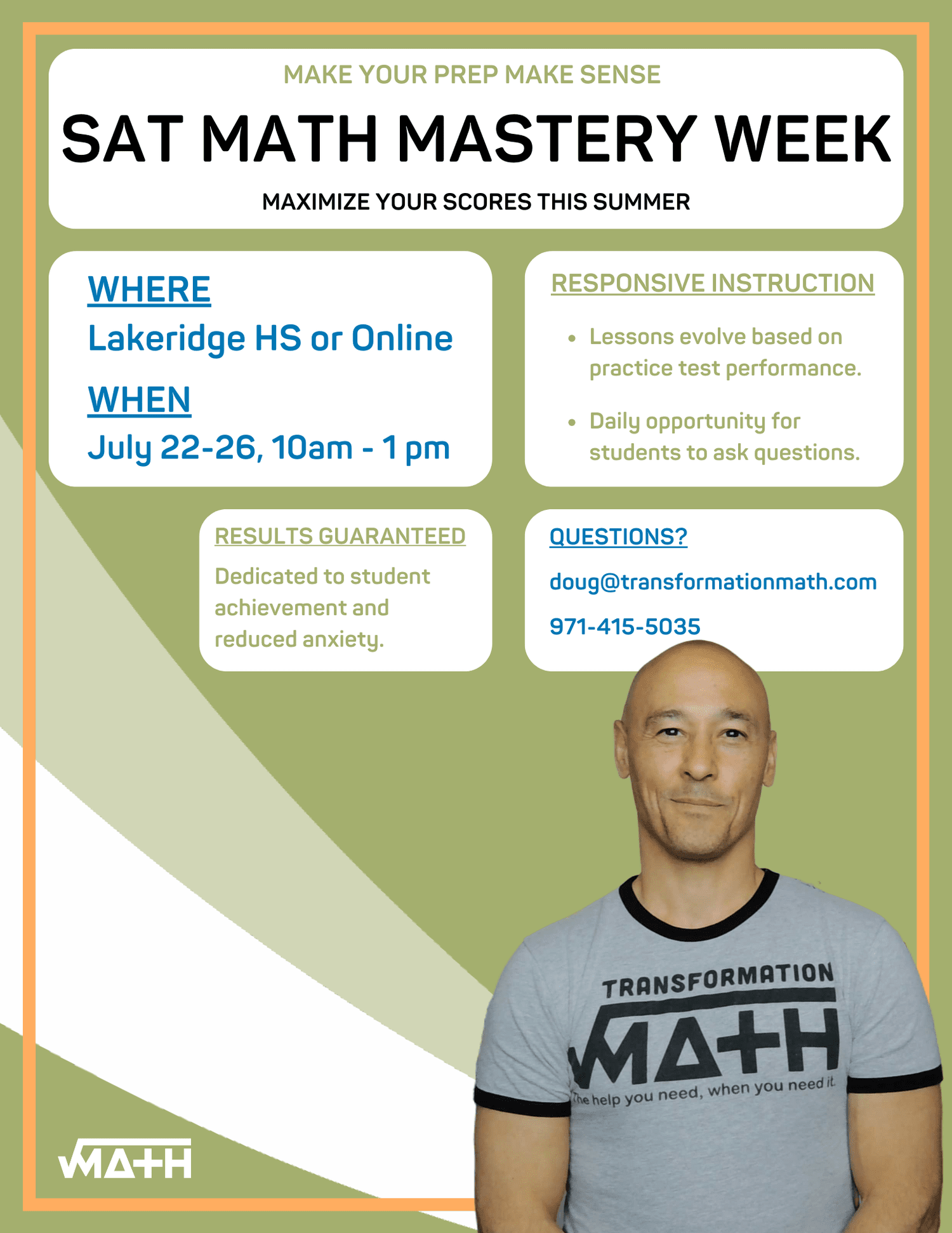 SAT Math Mastery Week Poster 2 — Transformation Math