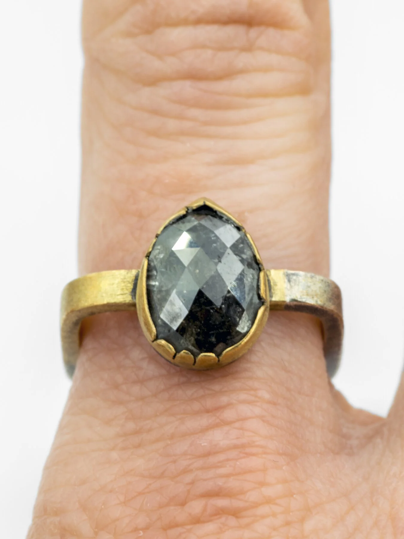 Half Moon Ruby and Half Moon Diamond on a Double Angled Square Band ...