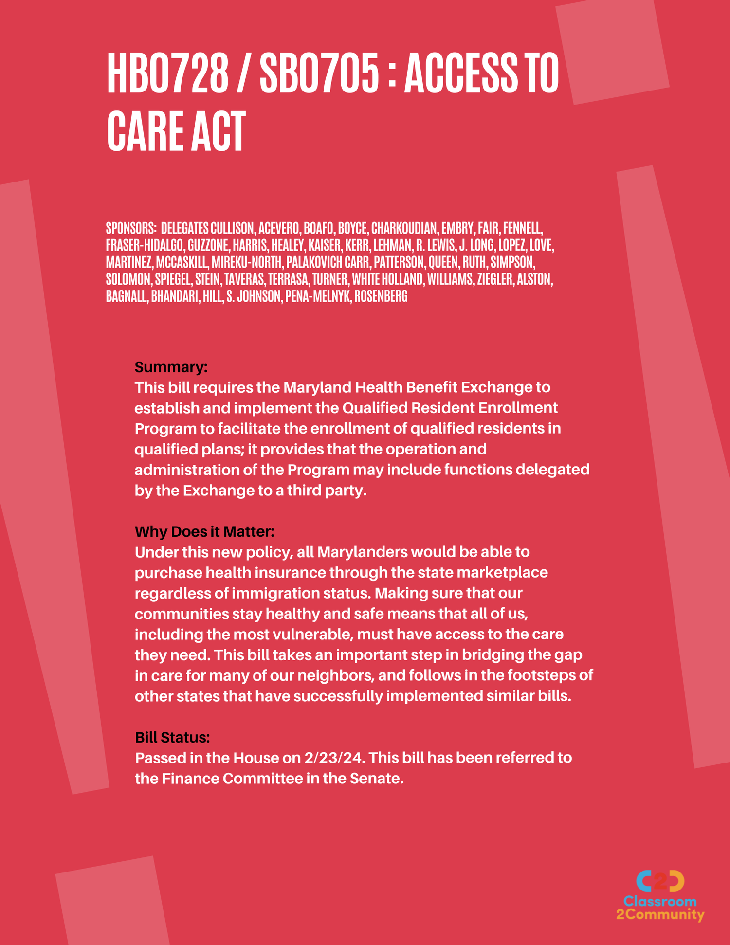 Legislative tracker — Classroom 2 Community