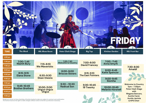 The Festival Timetable has Arrived! — Blue Mountains Music Festival